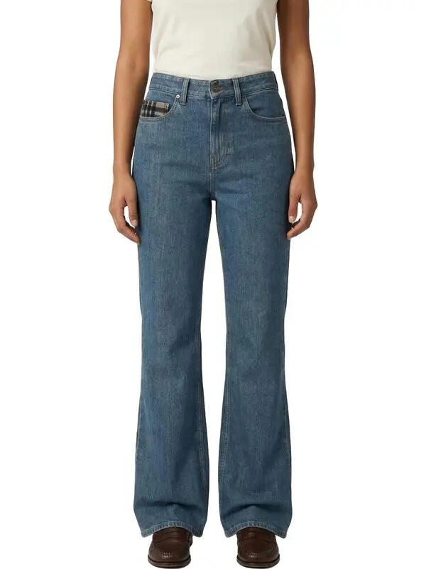 Burberry Flared Stretch Denim Jeans - Blue