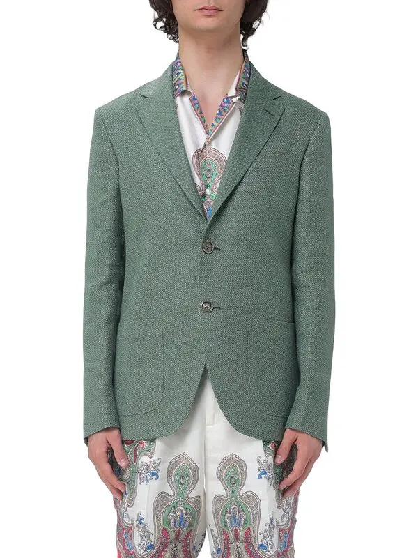 Etro Single-breasted Wool Blazer - Green