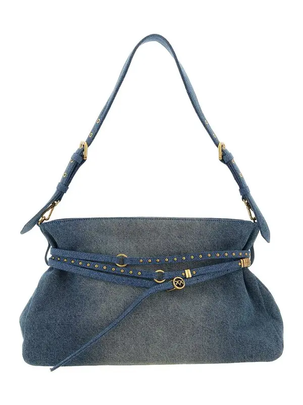 Pinko Denim Belt Bag Shoulder Bag - Gold