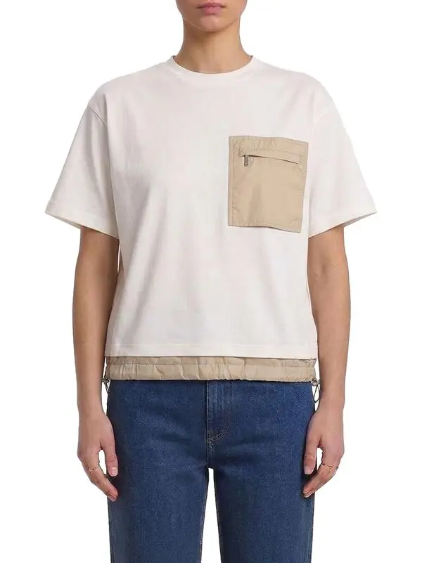 MOORER Cotton And Nylon T-shirt With Zip Pocket - White 1