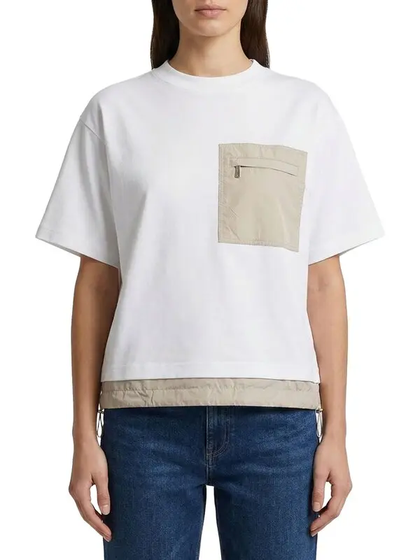 MOORER Cotton And Nylon T-shirt With Zip Pocket - White