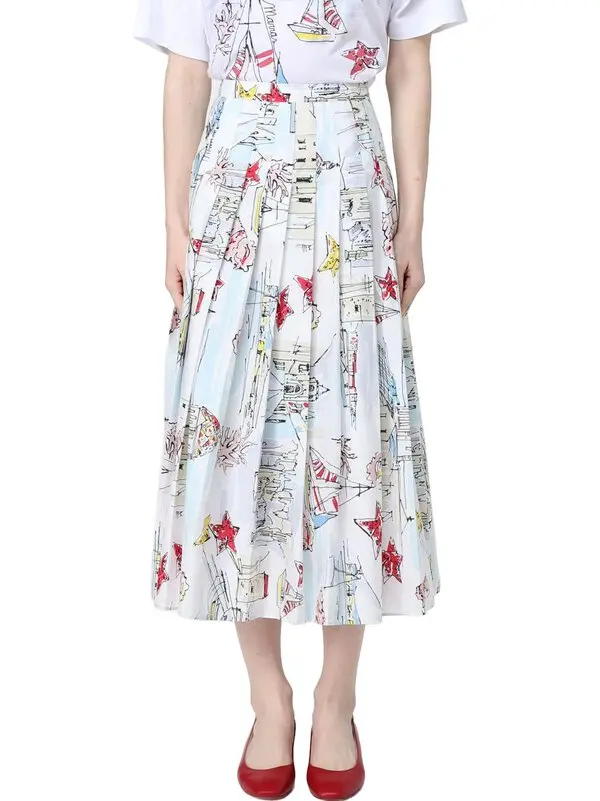 Antonio Marras Pleated Printed Midi Skirt - White