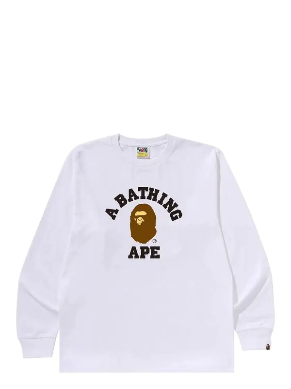 A BATHING APE College Long-sleeve Tee - White