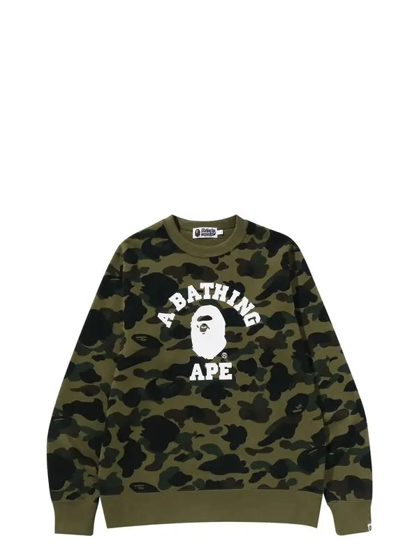 A BATHING APE 1st Camo College Crewneck Sweatshirt - Green