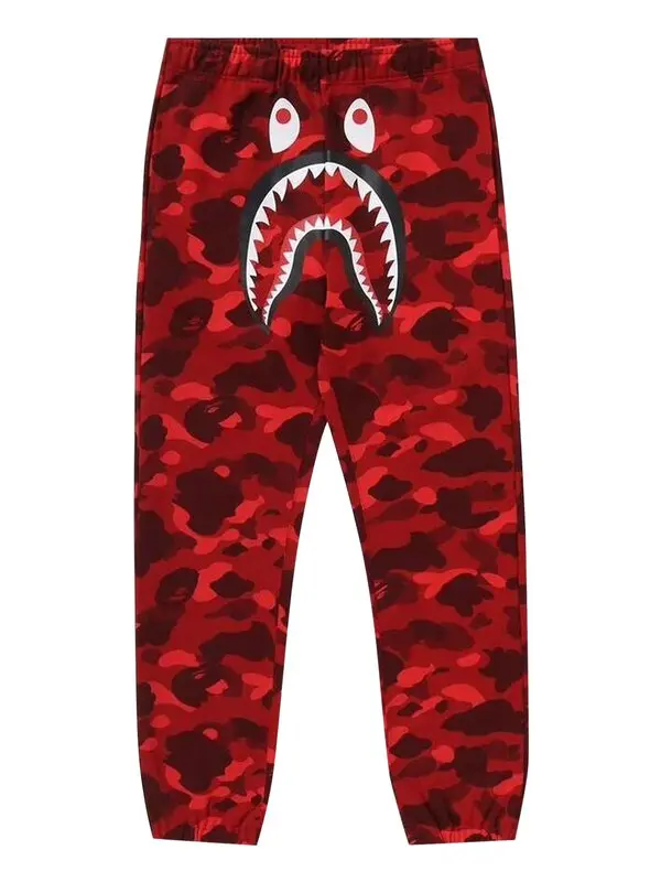 A BATHING APE Color Camo Shark Sweat Pants - Red