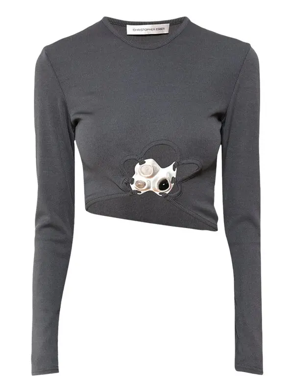 Christopher Esber Trio Stone Cropped Top - Grey