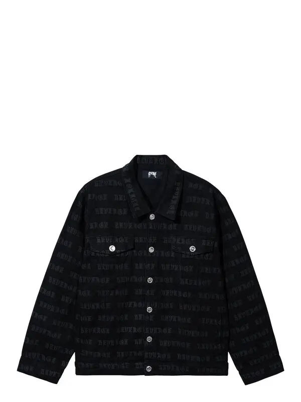 REVENGE Allover Logo Denim Jacket - Black