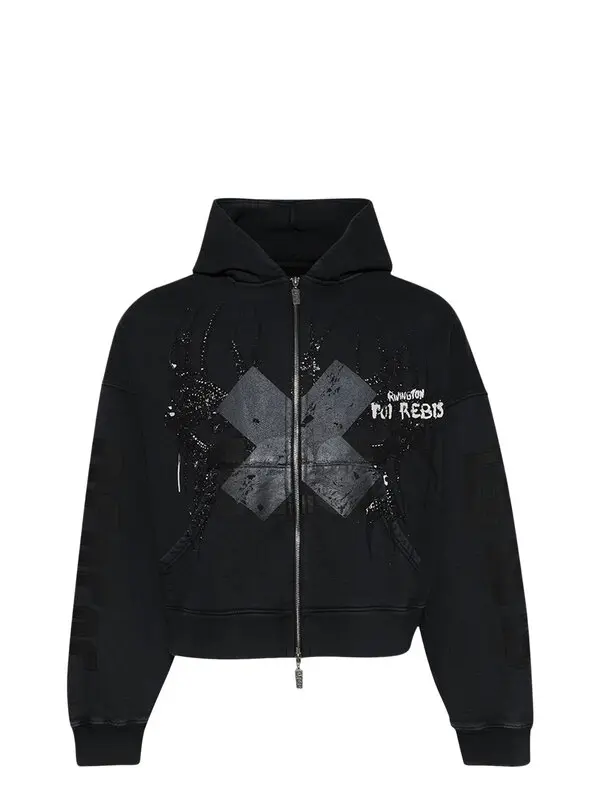 RIVINGTON ROI REBIS Zip Up Hoodie - Black