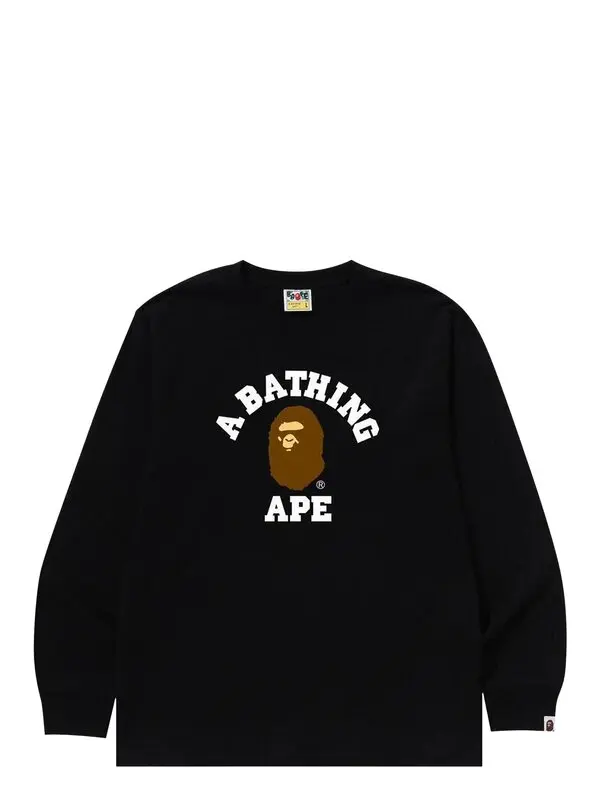 A BATHING APE College Long-sleeve Tee - Black