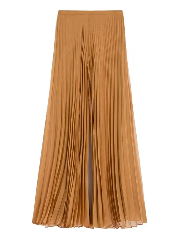 Max Mara Plissé-pleated Chiffon Trousers - Caramel