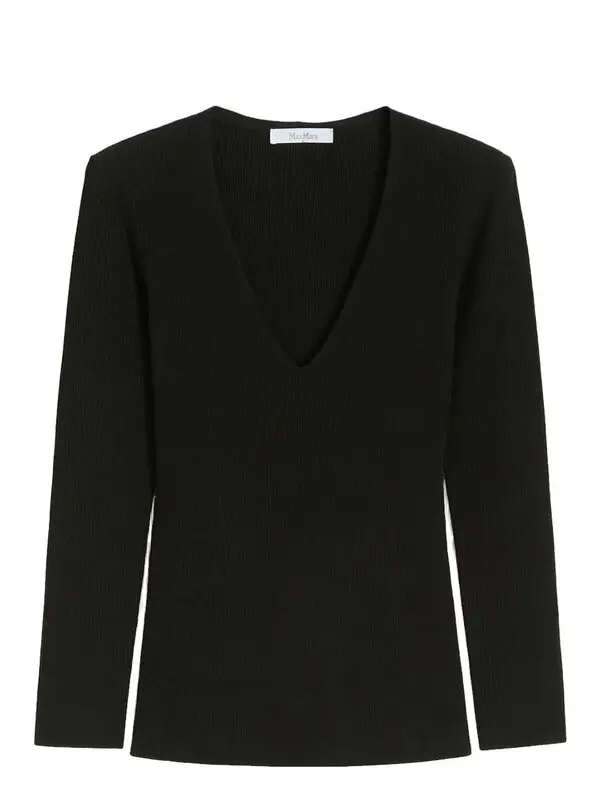 Max Mara Viscose Blend Ribbed Jumper - Black