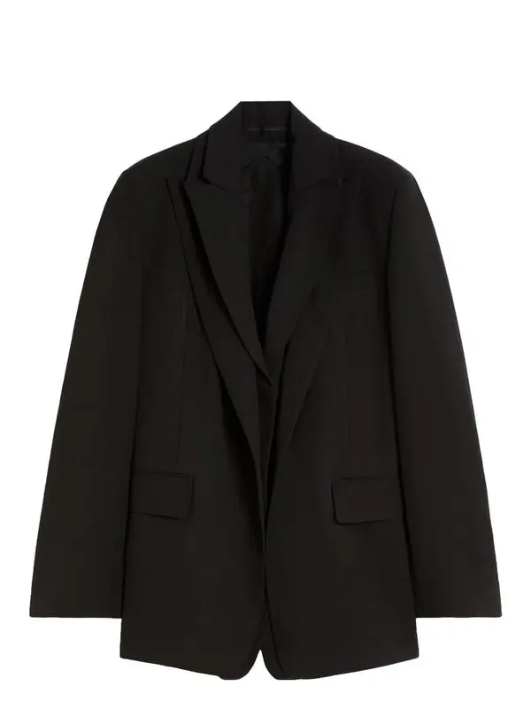 Max Mara Viscose-blend Blazer With Double Collar - Black