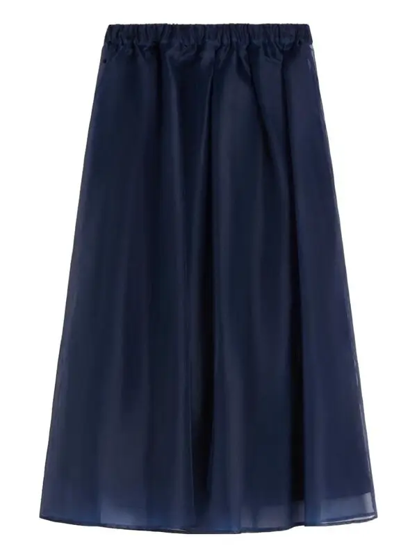 Max Mara Pleated Silk Organza Maxi Skirt - Navy