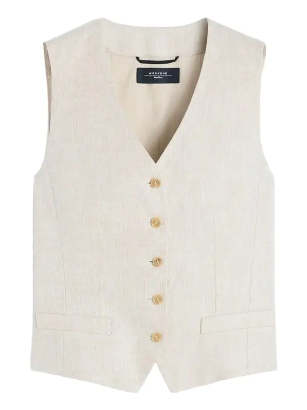 Max Mara Linen Canvas Waistcoat - Ecru