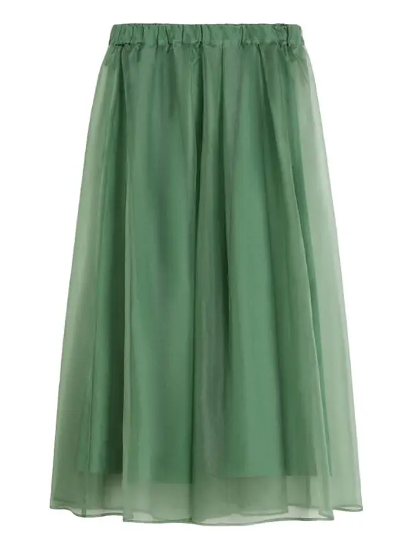 Max Mara Pleated Silk Organza Skirt - Green