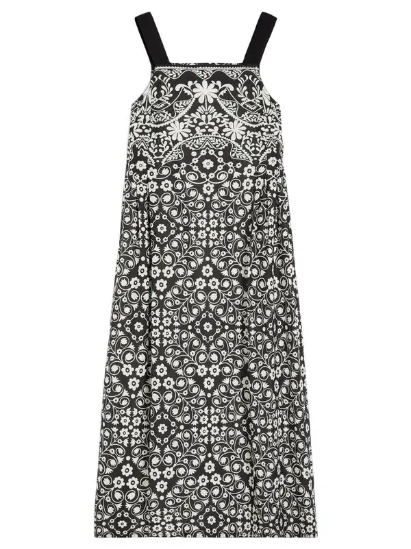 Max Mara Printed Cotton Voile Maxi Dress - Black