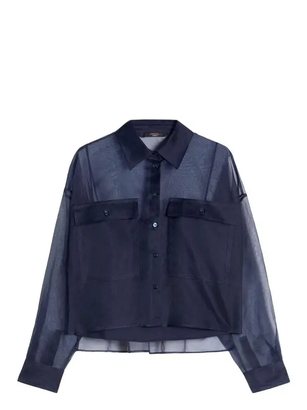 Max Mara Silk Organza Shirt With Slip - Navy