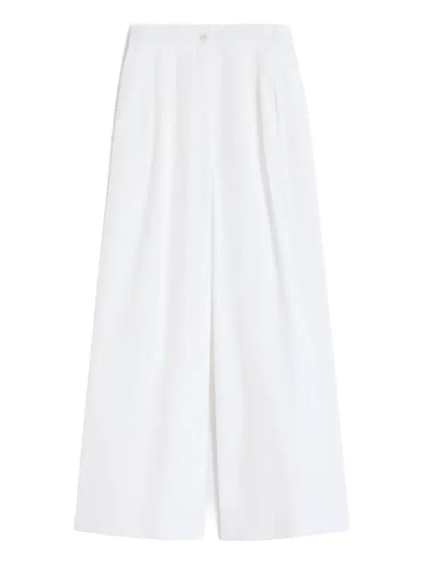 Max Mara Wide-leg Cotton Poplin Trousers - White