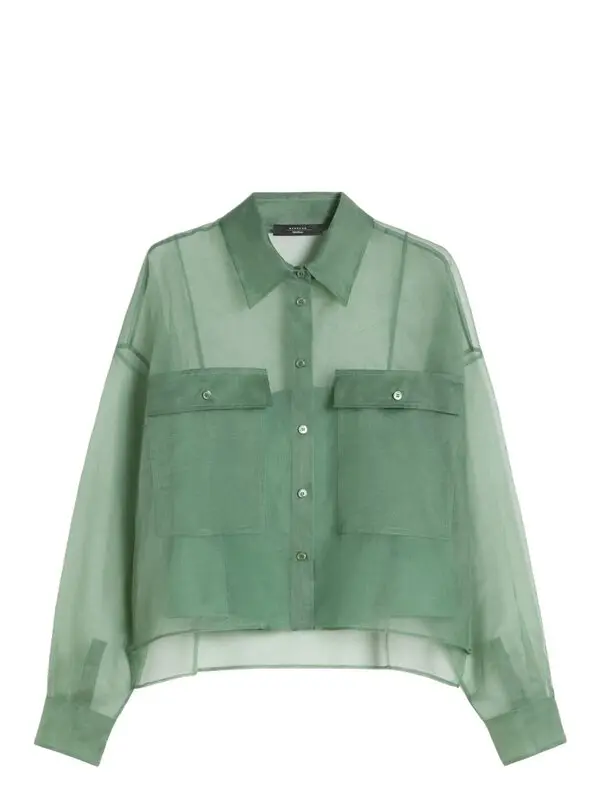 Max Mara Silk Organza Shirt With Slip Top - Green