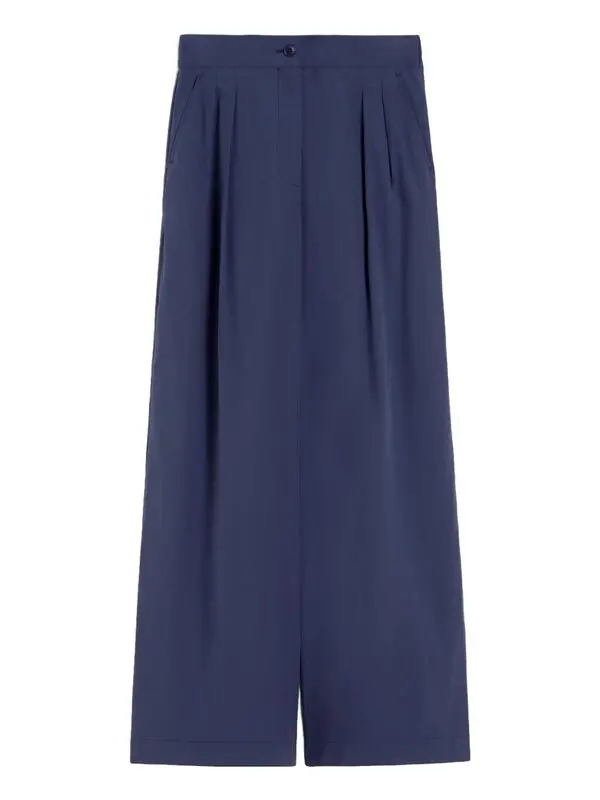 Max Mara Wide-leg Cotton Poplin Trousers - Navy