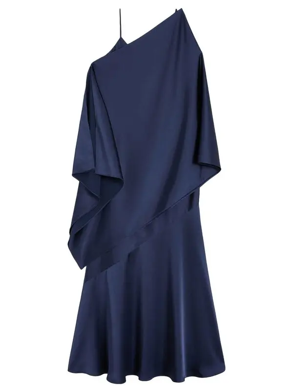 Max Mara Satin Slip Dress With Stole - Ultramarine