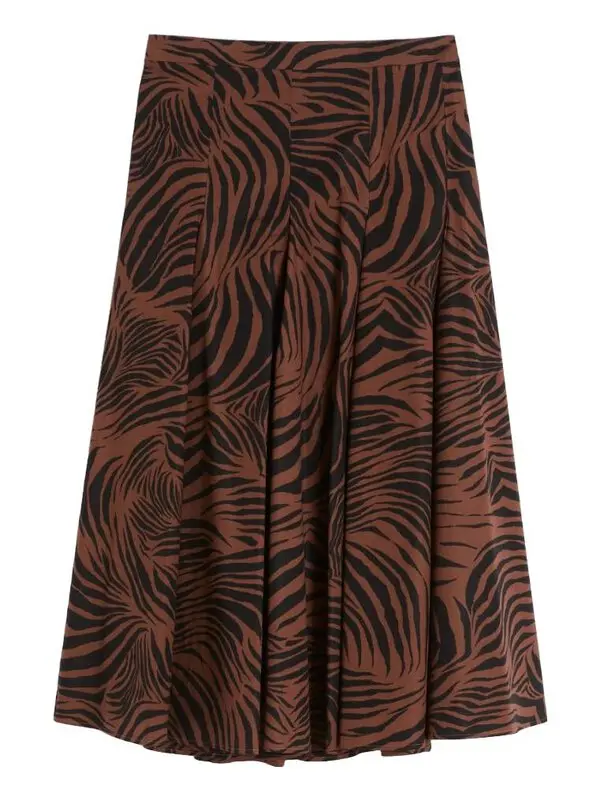 Max Mara Printed Poplin Midi Skirt - Brown