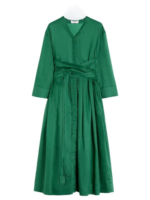 Max Mara Ramie Canvas Shirt Dress - Green
