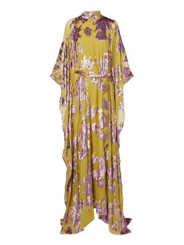 TALLER MARMO Leonor Floral Fil Coupé Kaftan - Yellow