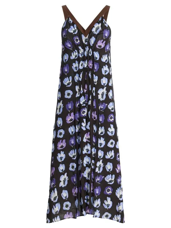 Prada Floral Crepe Marocaine Midi Dress - Blue