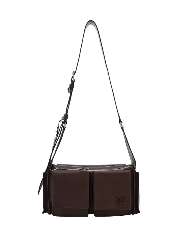 Miu Miu Utilitaire Leather Shoulder Bag - Brown
