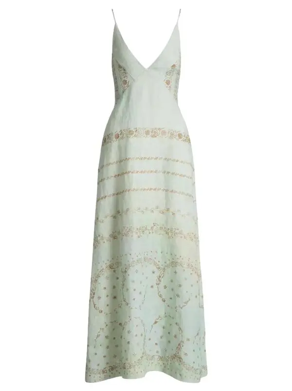 Alberta Ferretti Floral-print Maxi Dress - Green