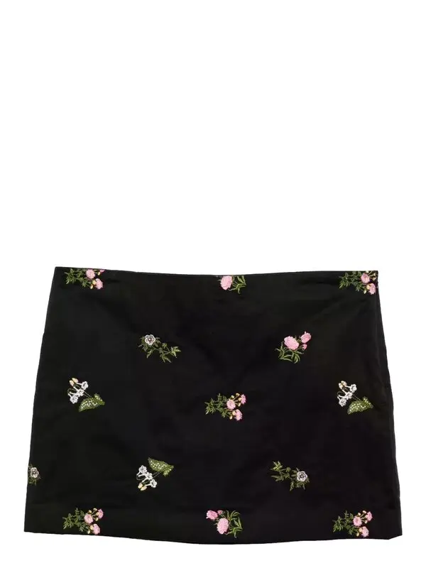 Cynthia Rowley Floral-embroidered Mini Skirt - Black