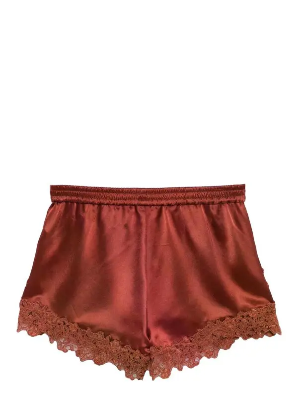 Cynthia Rowley Embroidered Satin Shorts - Brown