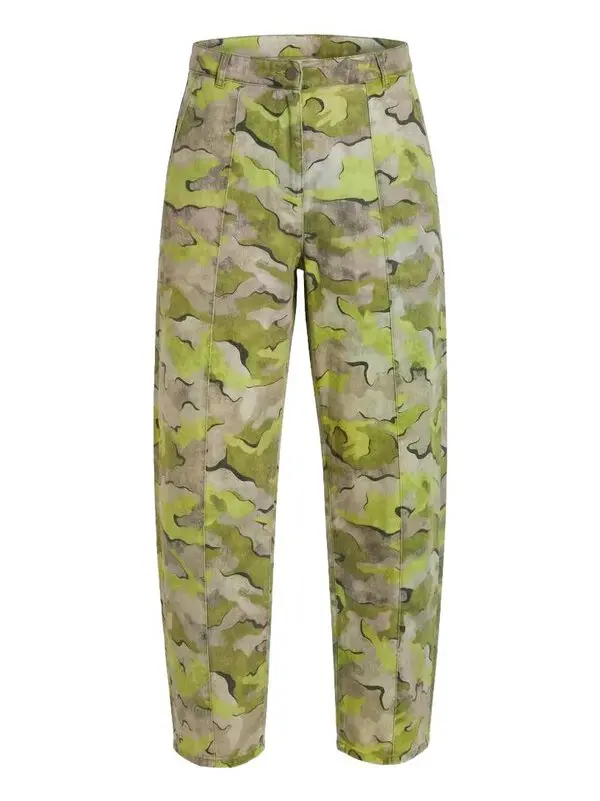 Pinko Camouflage-print Balloon-fit Trousers - Green