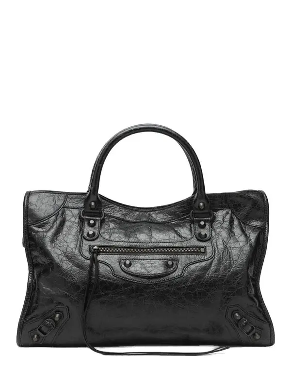 Balenciaga Le City Media Bag In Lambskin Arena - Gray