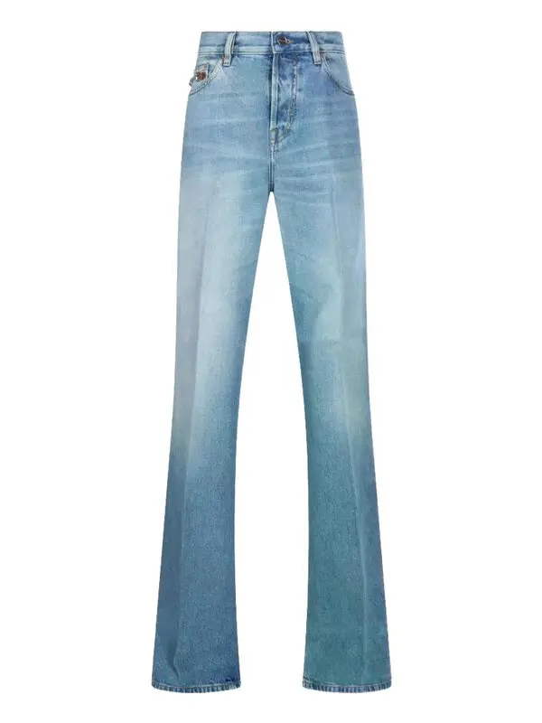 Gucci Logo-patch Flared Jeans - Blue