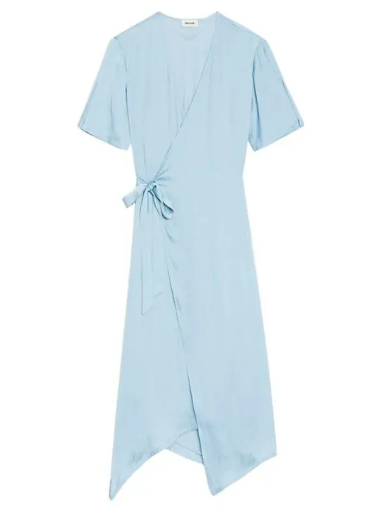 Zadig&Voltaire Reforme Wrap-front Woven Midi Dress - Sky