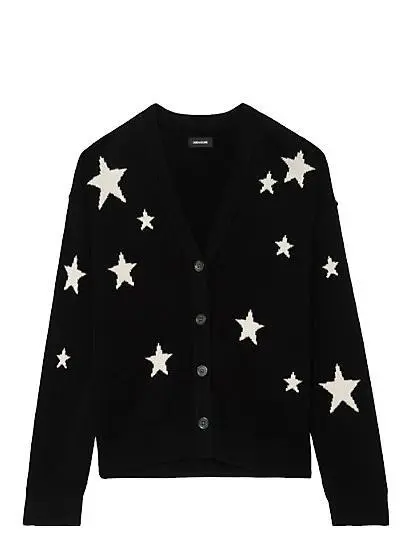 Zadig&Voltaire Mirkaz Star-motif Cashmere Cardigan - Black