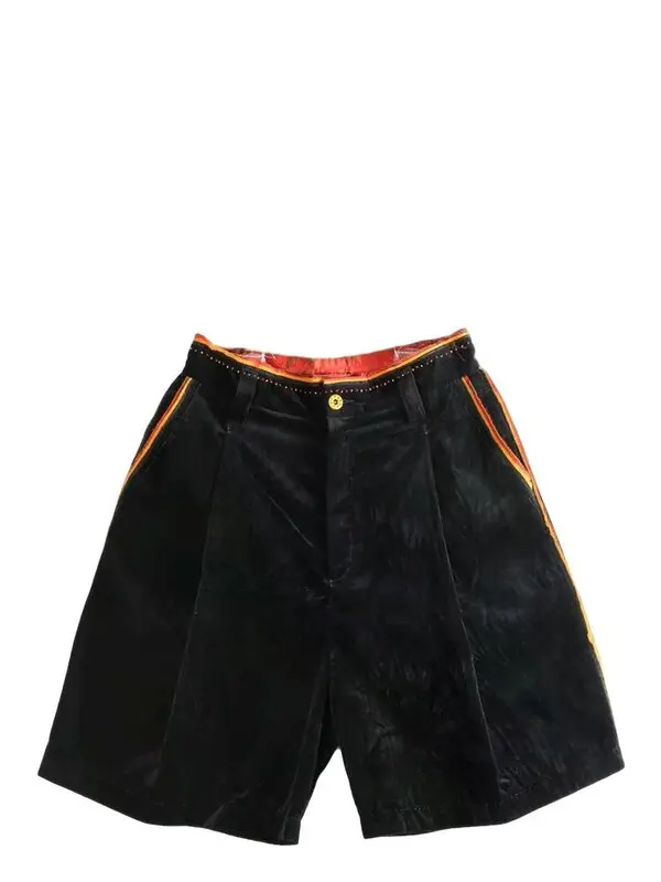 COMMUNS Velour Pleated Shorts - Black