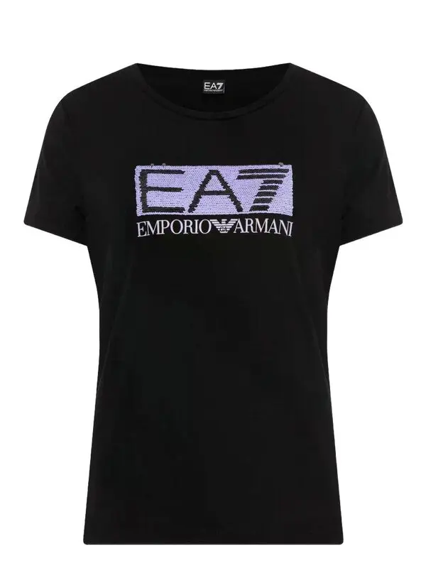 EA7 Sequin-logo T-shirt - Black