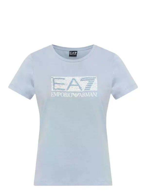 EA7 Sequin-logo T-shirt - Blue