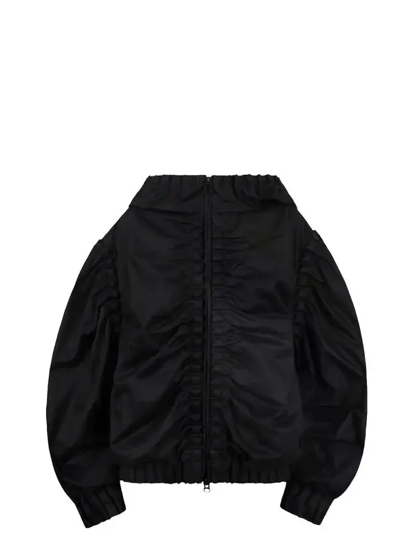 RAXXY Ruched Zip Up Hoodie - Black