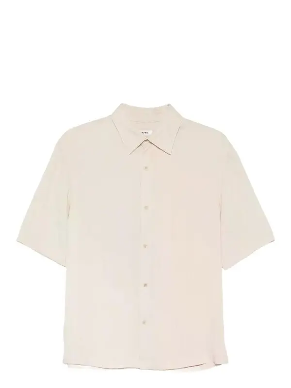 Sandro Crinkled-effect Shirt With Shark Collar - Neutrals