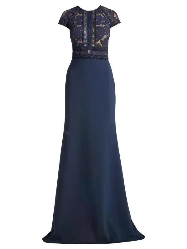 Tadashi Shoji Catrine Lace Beaded Gown - Blue