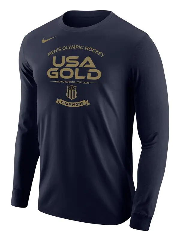 Nike Usa Olympic Team 2026 "gold Medal" Roster Cotton T-shirt - Blue