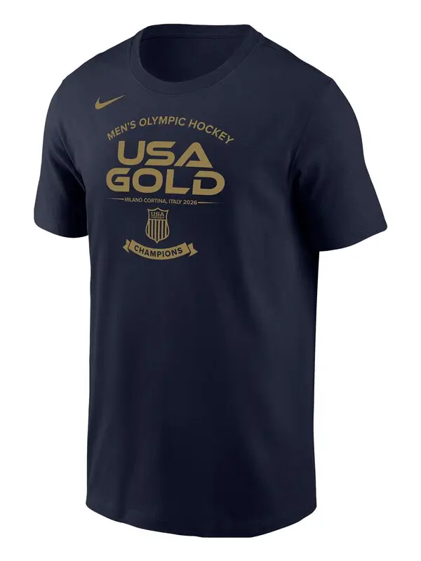 Nike Usa Olympic Team 2026 "gold Medal" Roster Cotton T-shirt - Blue