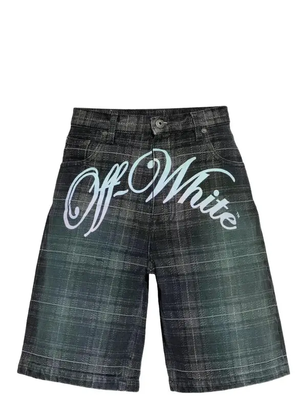 Off-White Plaid Shorts - Black