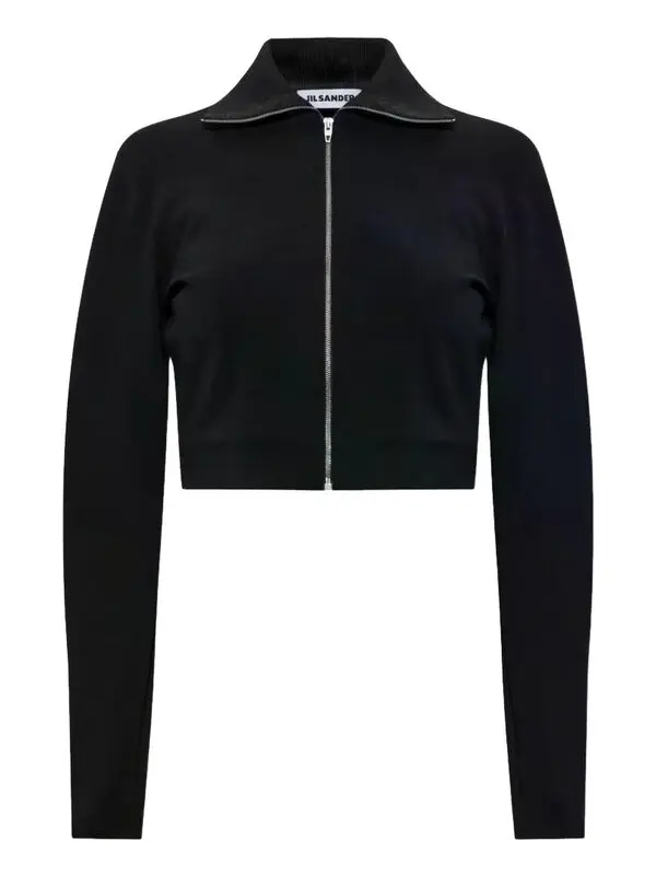 JIL SANDER Zip-up Cropped Jacket - Black
