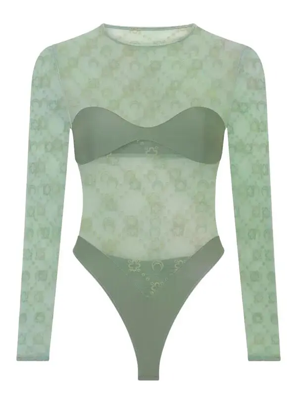 MARINE SERRE Moonogram Long Sleeve Bodysuit - Green
