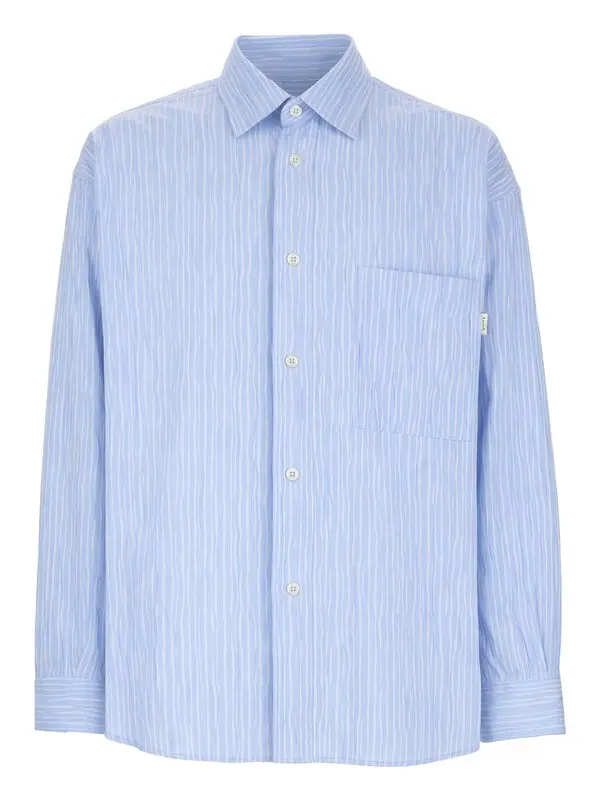 AMISH SUPPLIES Camicia Crinkled Cotton Shirt - Azure